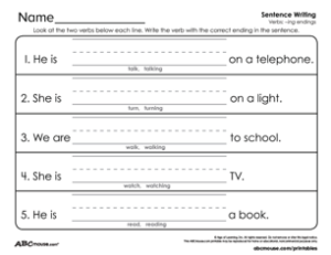 Free Printable Verb Worksheets | ABCmouse