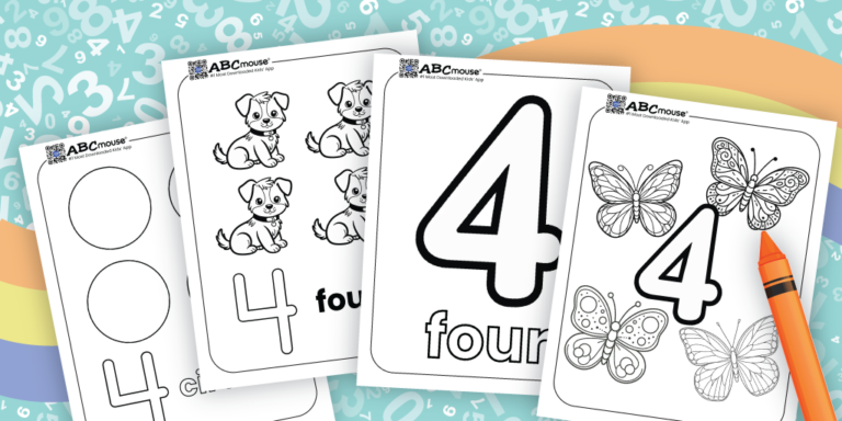 Free Printable Number Four Coloring Pages | ABCmouse