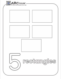 Coloring Page with 5 Rectangles for Counting and Number Recognition ...
