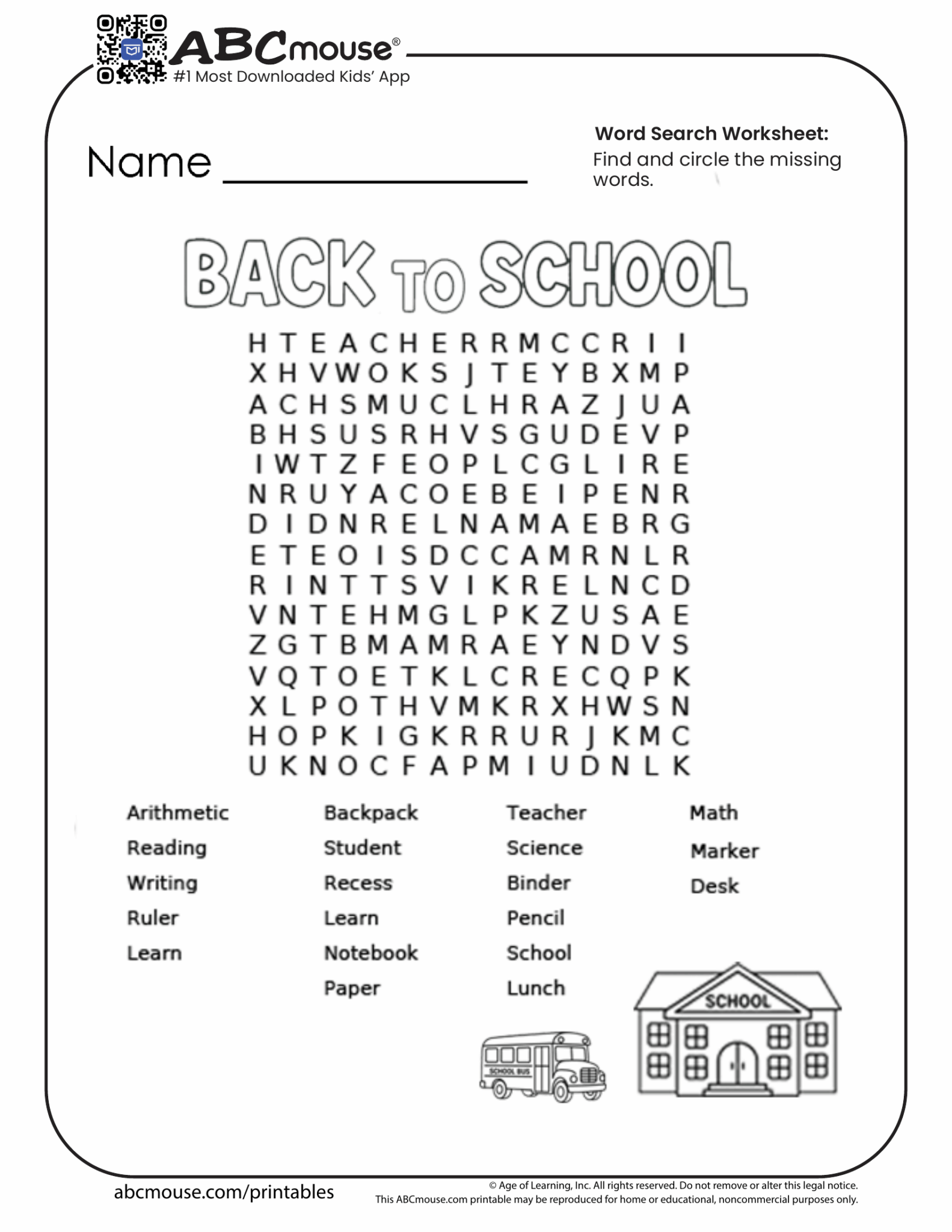 Back to School Worksheets for Kids | ABCmouse
