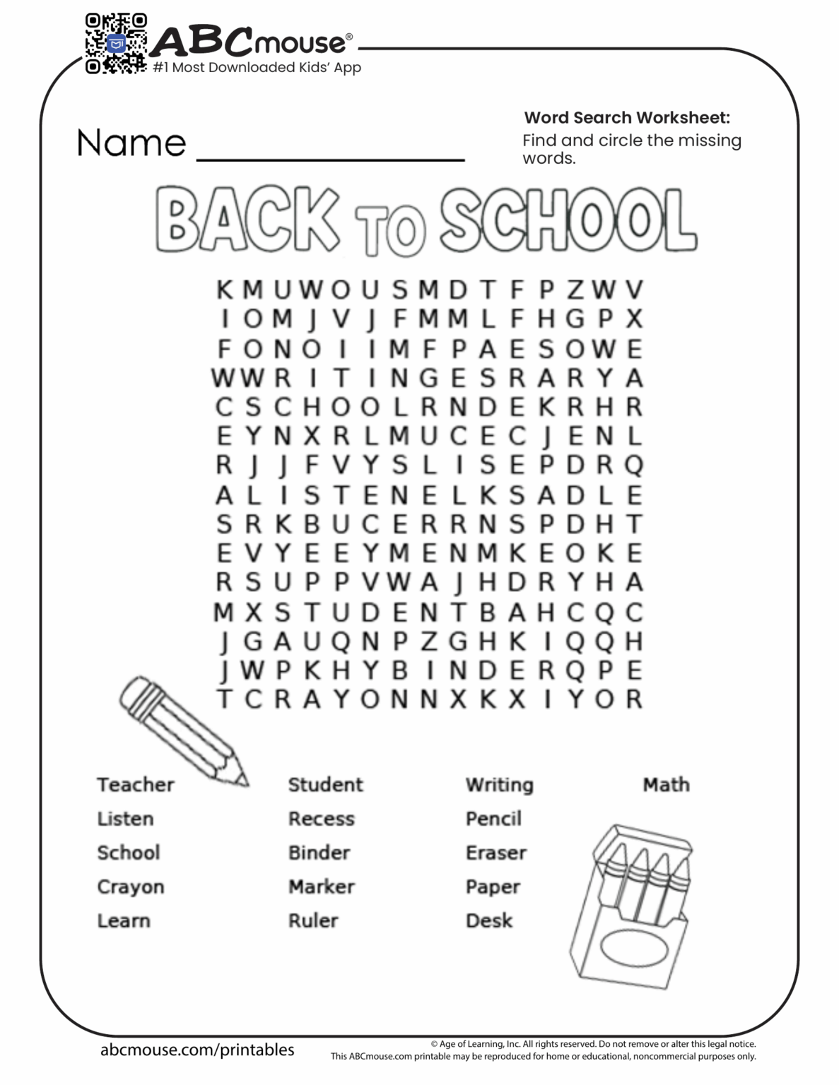 Back to School Worksheets for Kids | ABCmouse