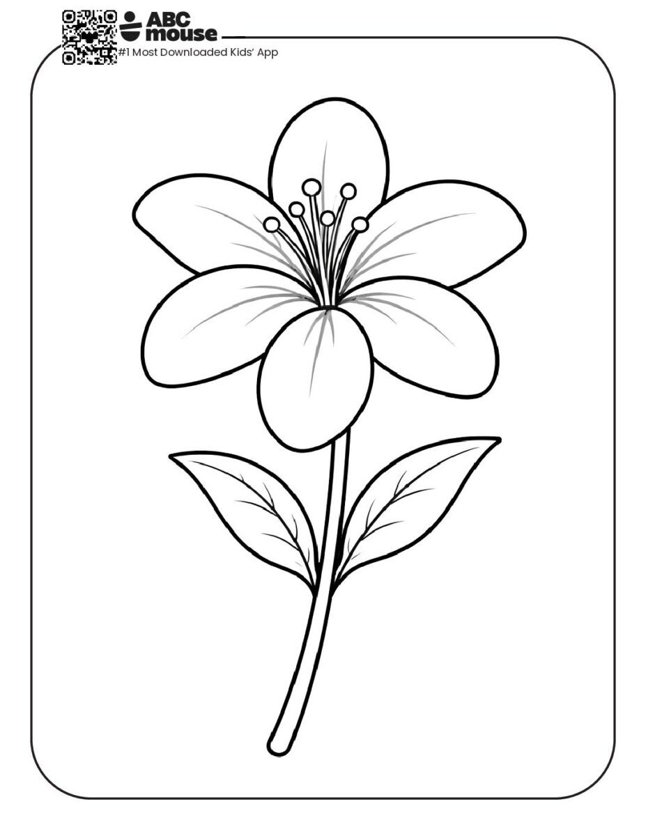 Single flower outline, clear simple design Coloring Page | ABCmouse