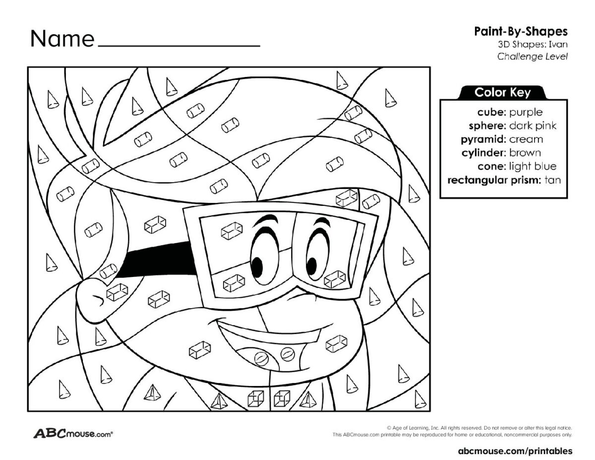 Color by 3D Shapes Coloring Page | ABCmouse