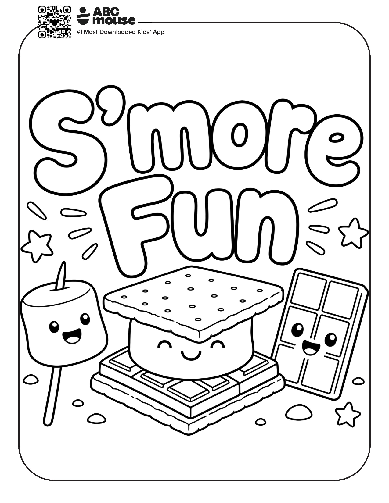 Smores Fun Marshmallow Chocolate Coloring Page | ABCmouse