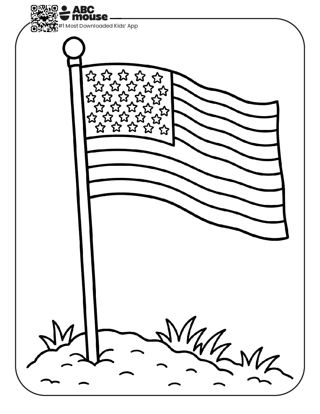 Simple Memorial Day Flag Coloring Page for Young Kids | ABCmouse